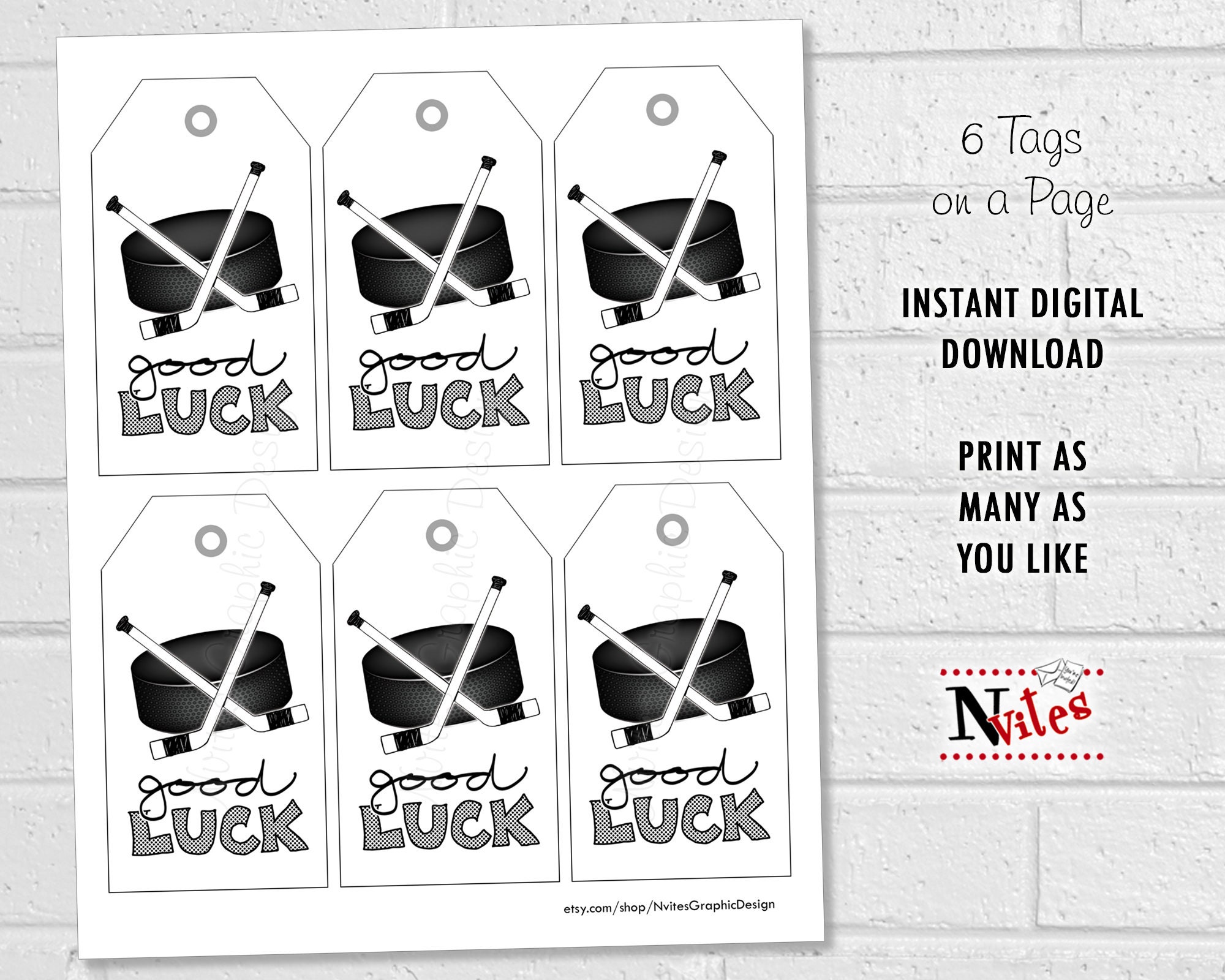 Hockey Good Luck Tags Hockey Team Treat Tags or Labels - Etsy