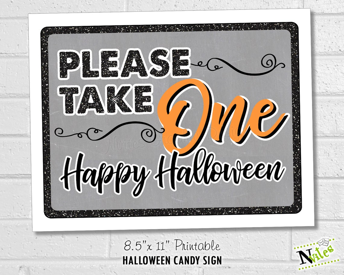 Halloween Trick or Treat Candy Sign Please Take One Candy | Etsy