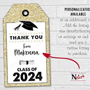 2024 Graduation Tags, Class of 2024 Party Favor Tags, Grad Thank You ...