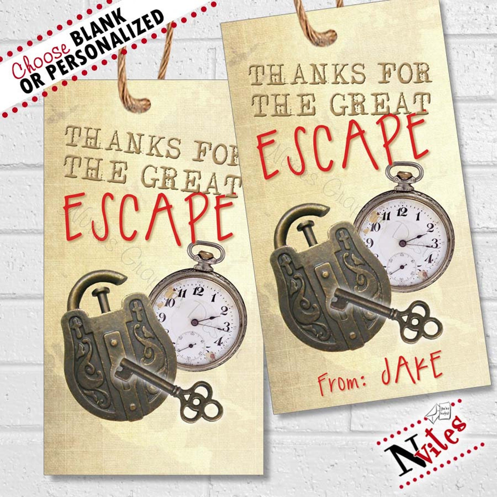 Escape Room Thank You Notes Escape Room Birthday Party Note | Etsy