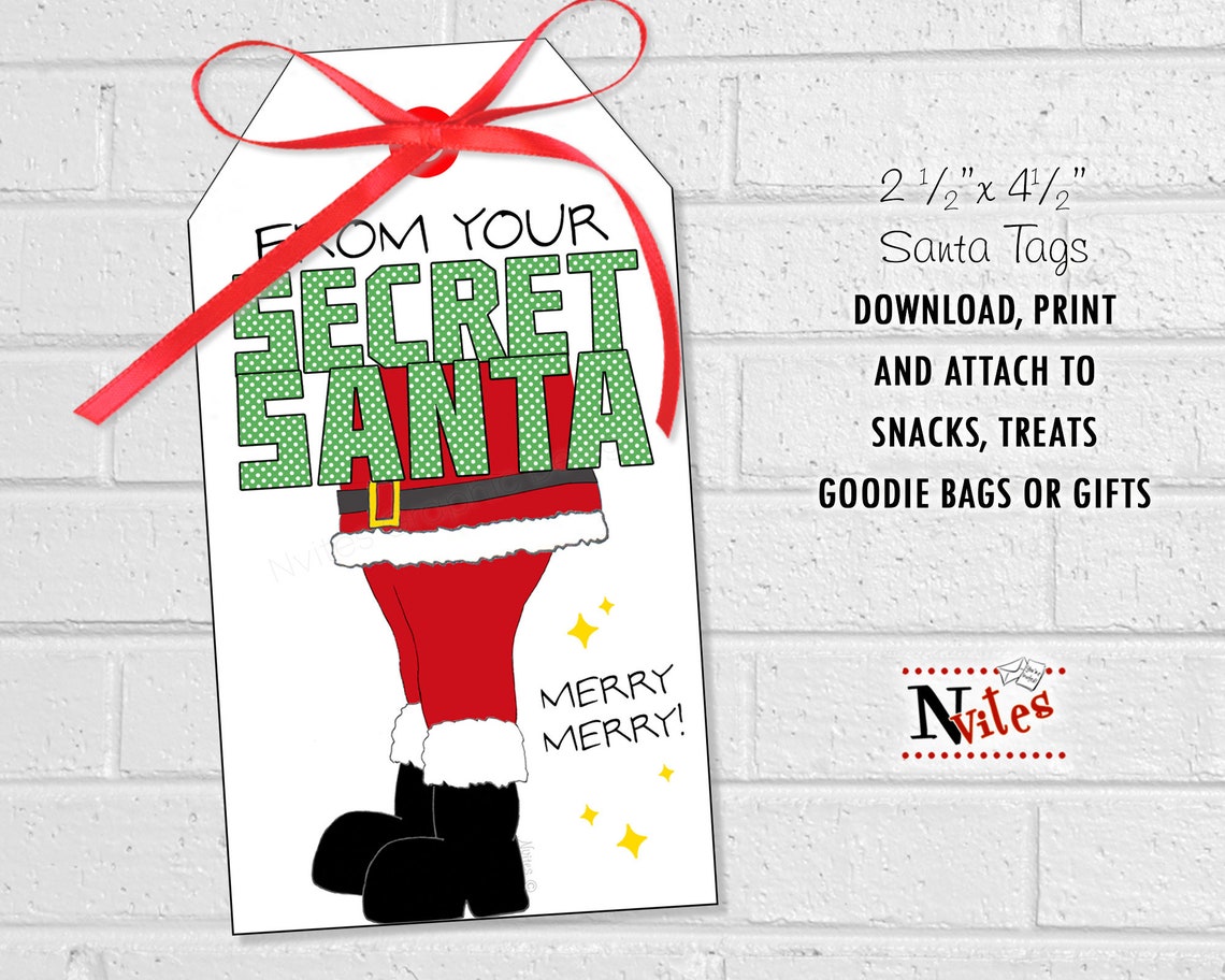 Printable Santa Gift Tags: Fun Secret Santa Exchange (digital Download ...