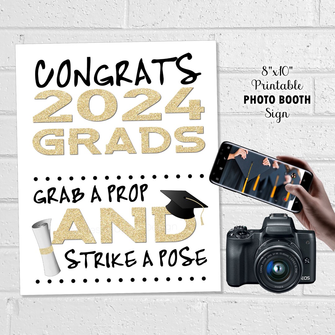 2024 Graduation Photo Booth Sign, 2024 Grad Photo Prop Display, Grab a ...