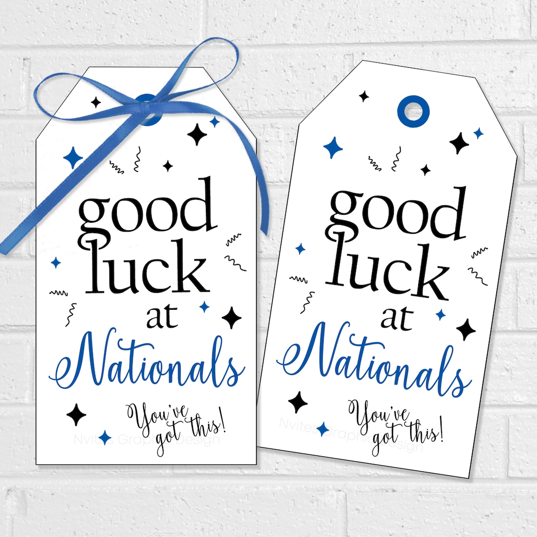 Nationals Cheer and Dance Team Good Luck Tags, Cheerleading Team Treat ...