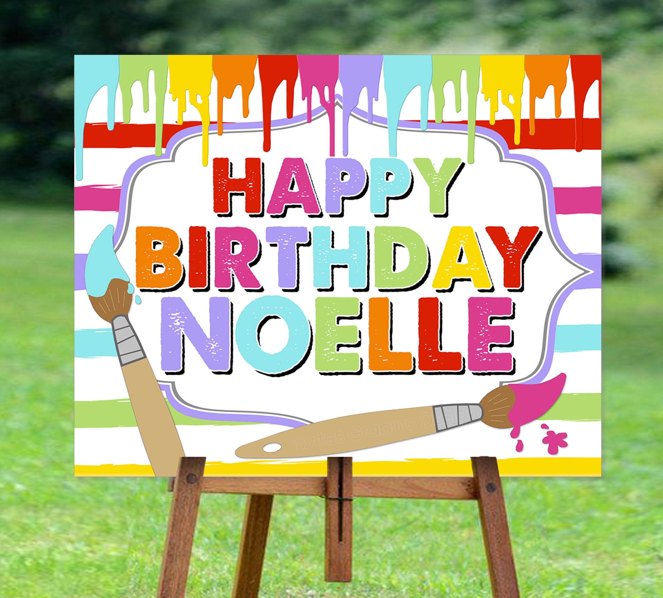 Paint Party Sign, Art Birthday Welcome Sign, Printable Decoration With ...