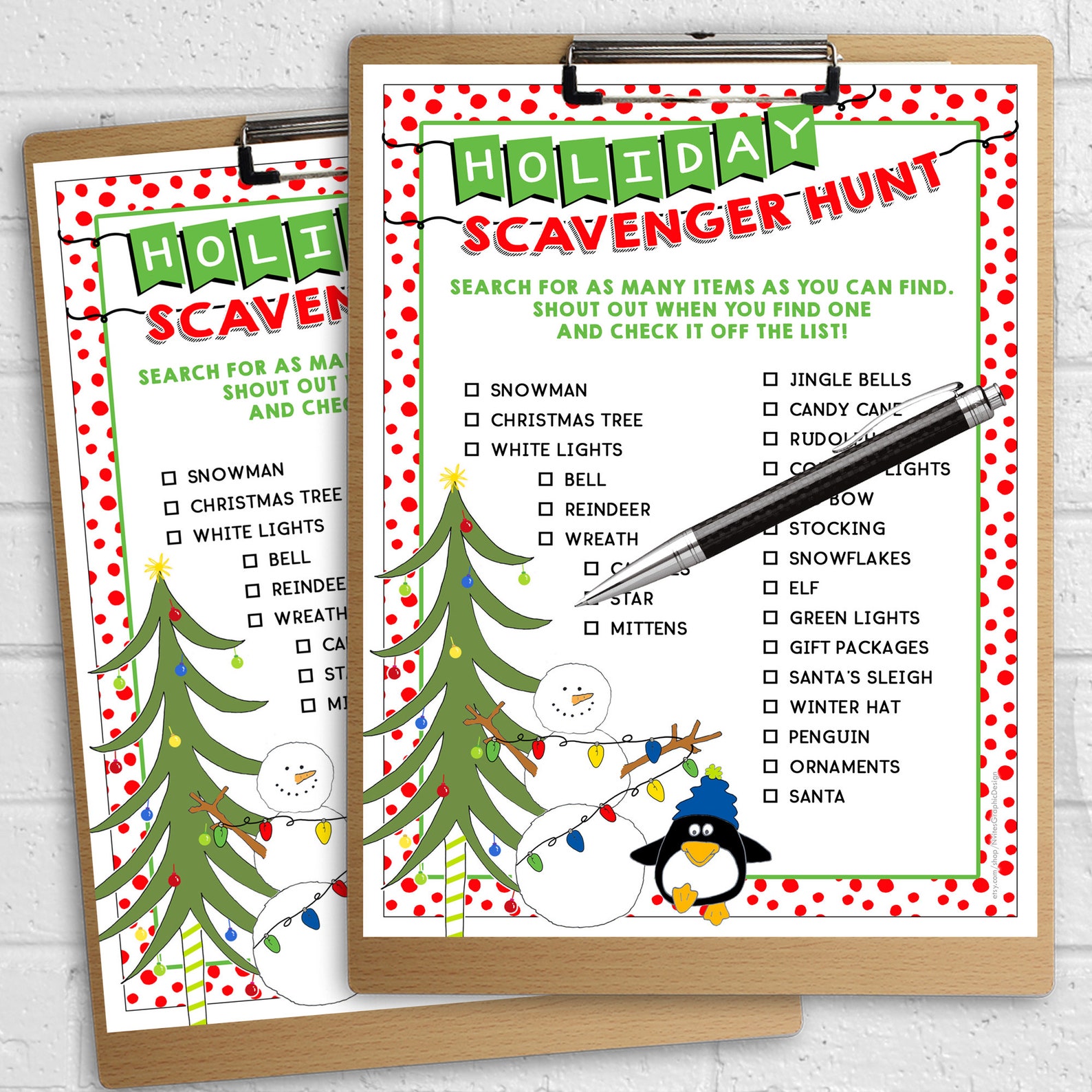 Christmas Scavenger Hunt: Holiday Lights Car Ride Activity (digital ...