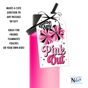 Cheer Pink Out Game Day Treat Tags, Dance Good Luck Goodie Bag Wrap ...