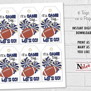 Football and Cheer Good Luck Tags, Game Day Team Treat Labels ...