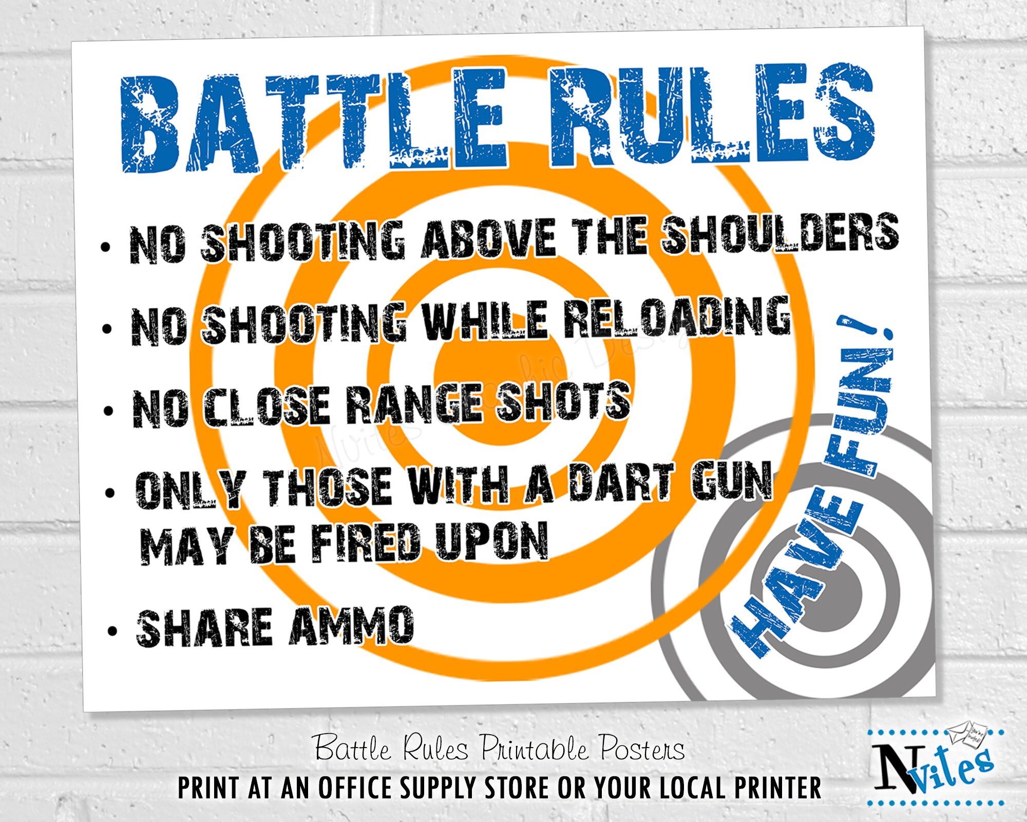 Dart Party Rules Sign, Dart Battle Party Decor Poster, Dart War ...