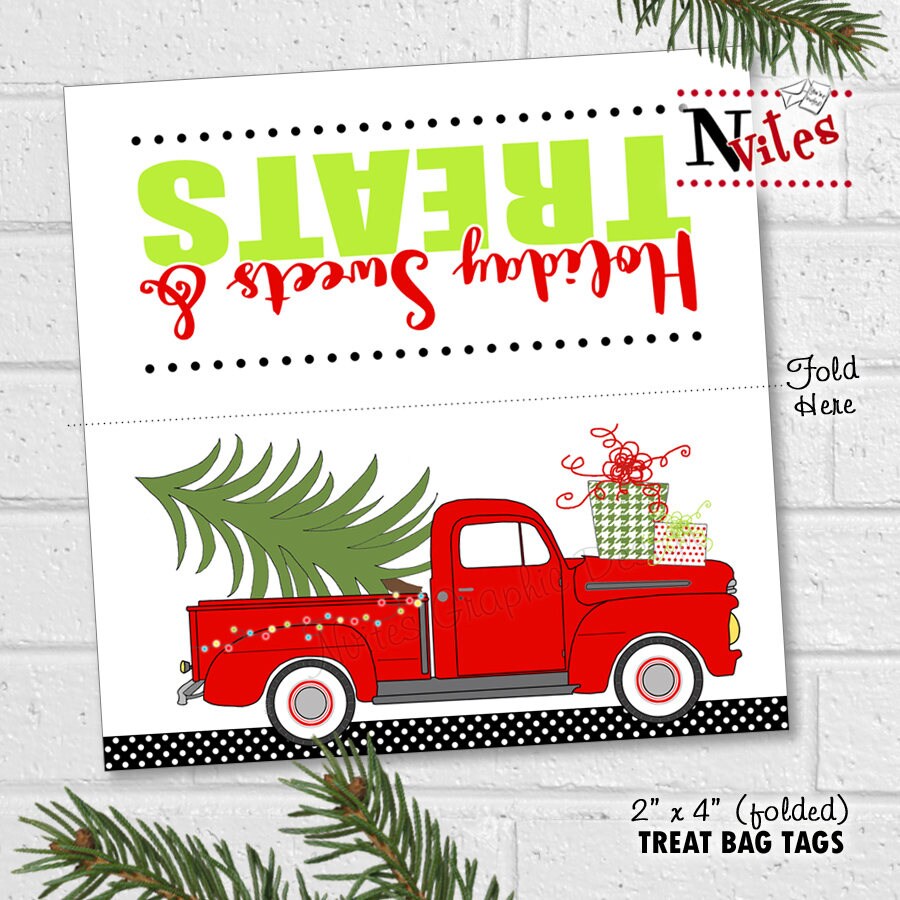 Printable Christmas Treat Bag Toppers Holiday Treat Tags | Etsy