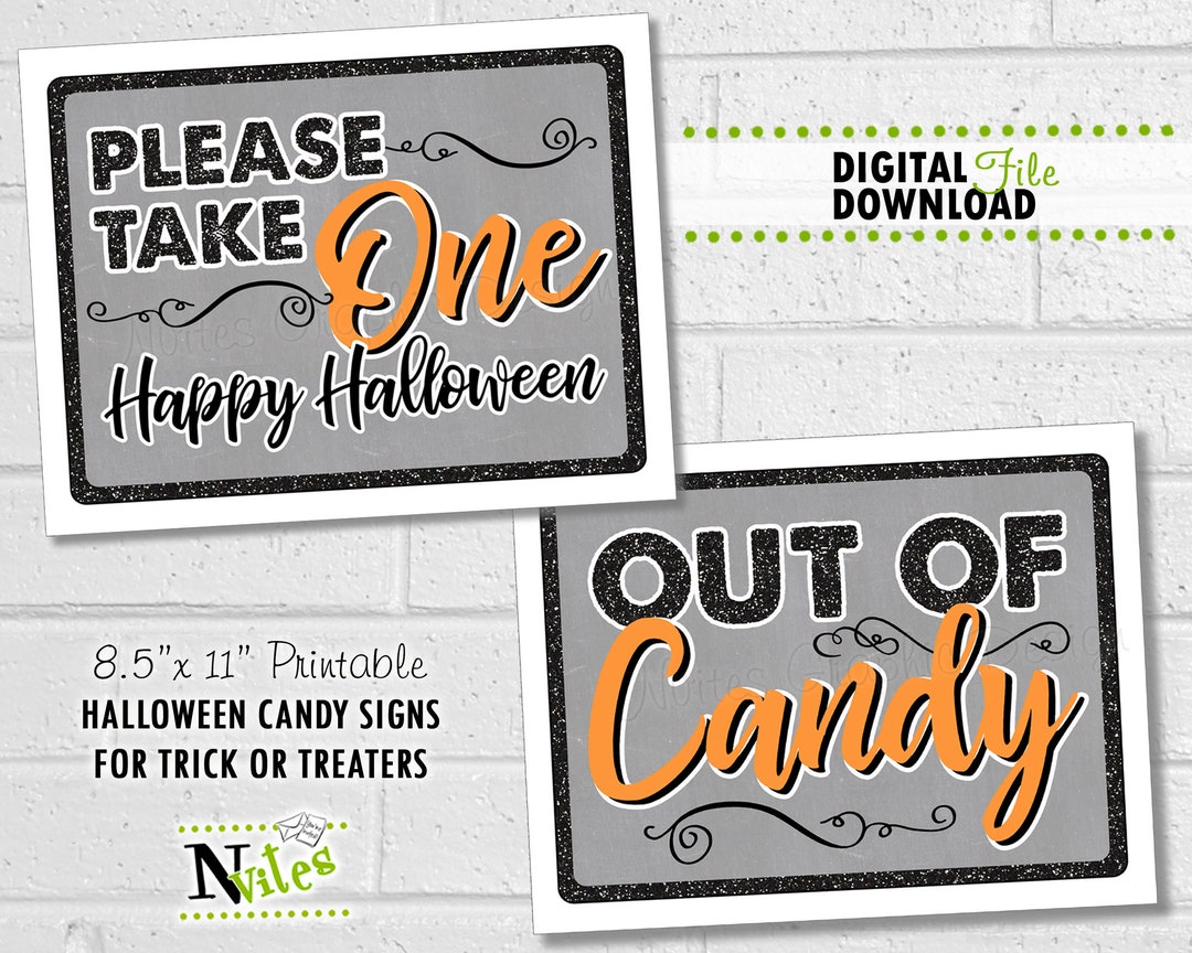 Halloween Candy Signs Printable Trick or Treat Candy Door - Etsy