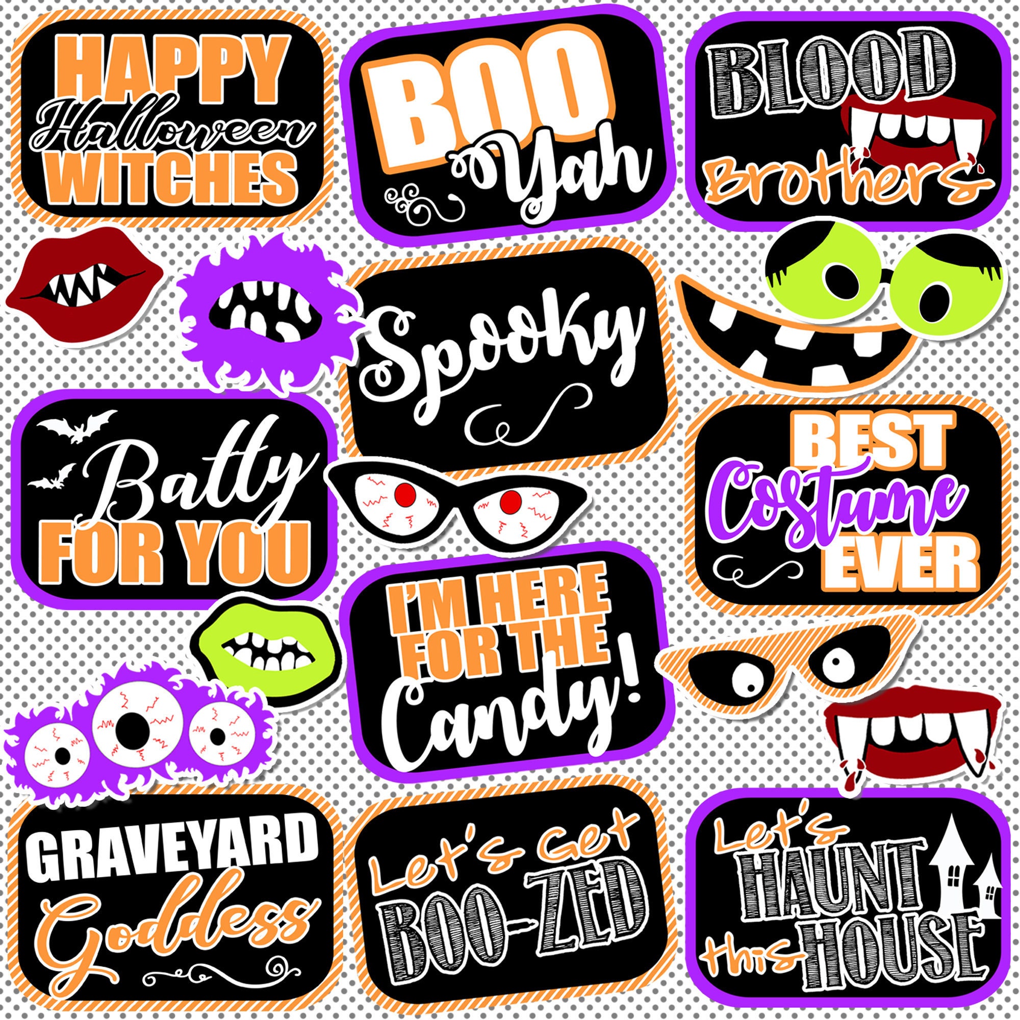 Halloween Photo Booth Props Fright Night Party Selfie and - Etsy