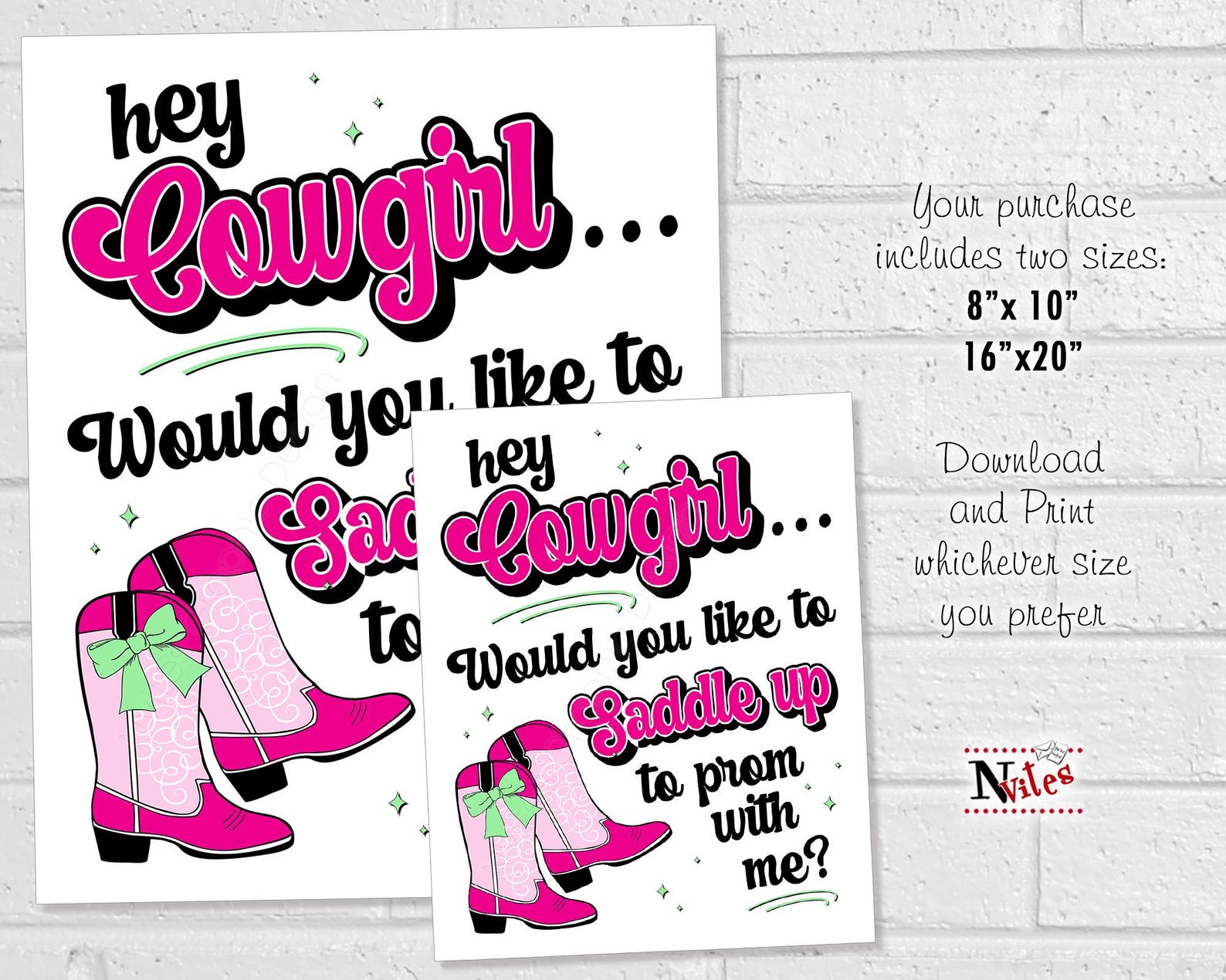 Cowgirl Prom Proposal Poster, Pink Boots, Saddle up Sign (digital ...