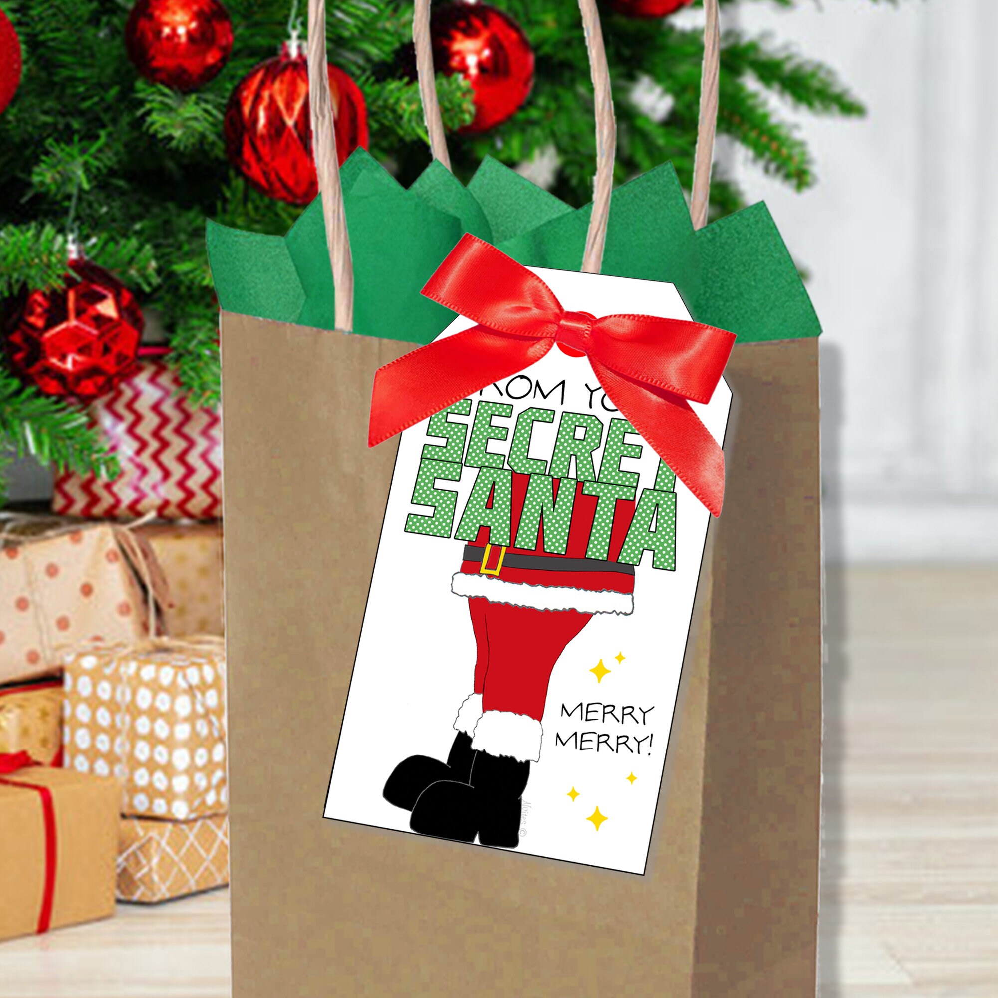 Printable Santa Gift Tags: Fun Secret Santa Exchange (digital Download ...