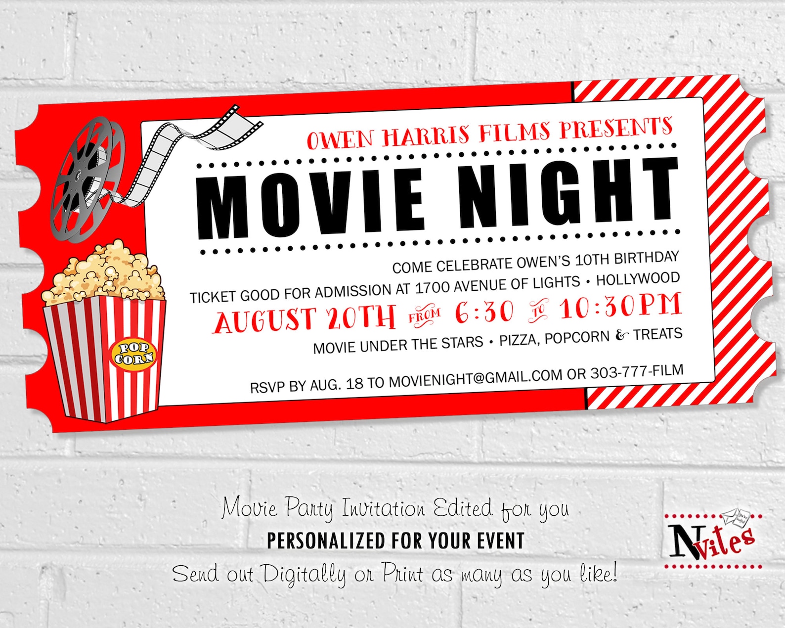 Movie Night Party Invitation Outdoor Movie Birthday Party - Etsy