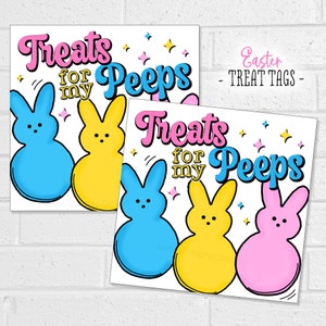 Treats for My Peeps Square Tags, Easter Peeps Gift Tags, Easter Basket ...