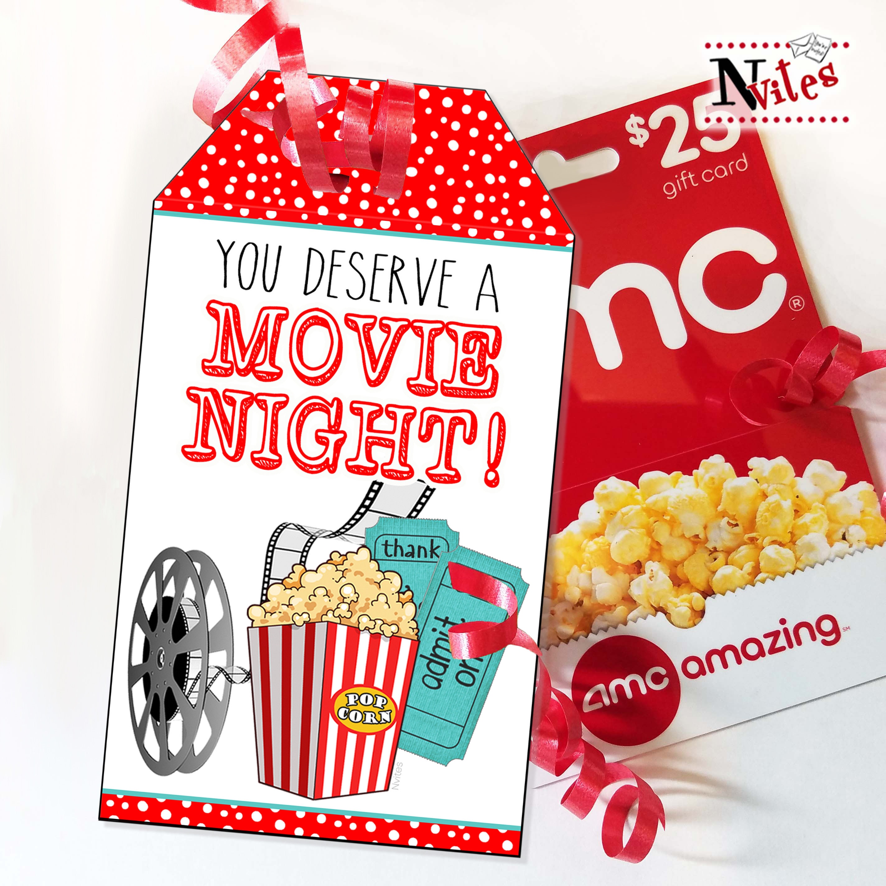 Movie Night Gift Tags, Teacher Appreciation Basket, Employee Thank You ...