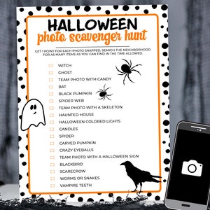 Halloween Photo Scavenger Hunt, Neighborhood Scavenger Hunt, Printable ...