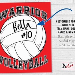 Printable Volleyball Locker Sign, Volleyball Team Hotel Door Hanger ...