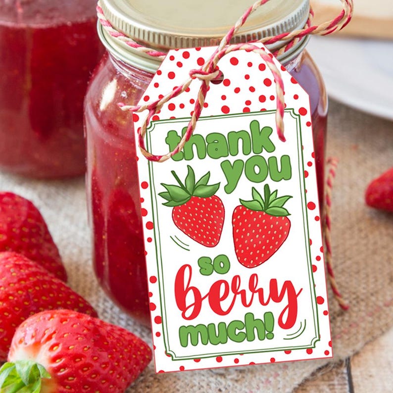 Thank You Berry Much Gift Tags, Teacher Appreciation, Strawberry Party ...