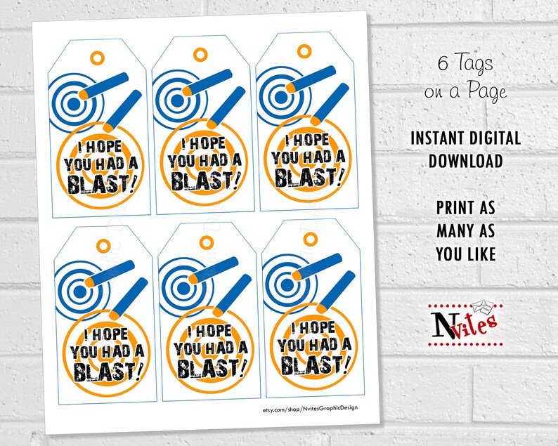 Dart Party Thank You Tags, Birthday Favor Tags (printable) - Etsy