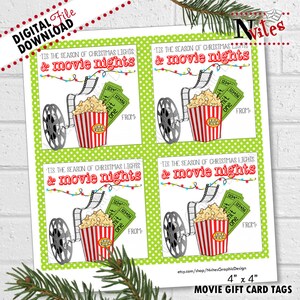 Christmas Movie Night Gift Card Tags (digital Download) - Etsy