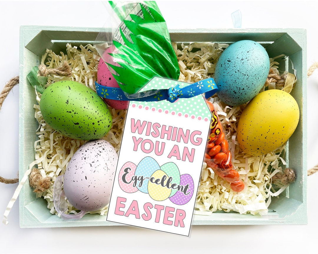 Easter Egg Printable Tags, Egg Cellent Treat Tags or Gift Labels, Polka ...