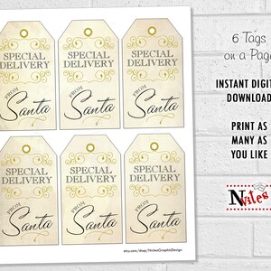 Santa Gift Tags Special Delivery Package Labels Printable - Etsy