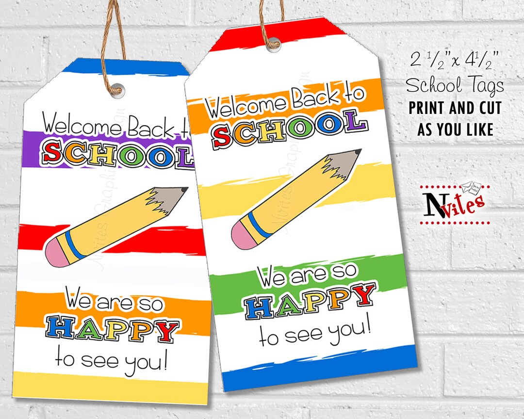 Back to School Tags or Stickers With Pencil Design, Welcome Back to ...