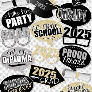 Graduation Photo Booth Props, Class of 2025 Printable Centerpieces ...