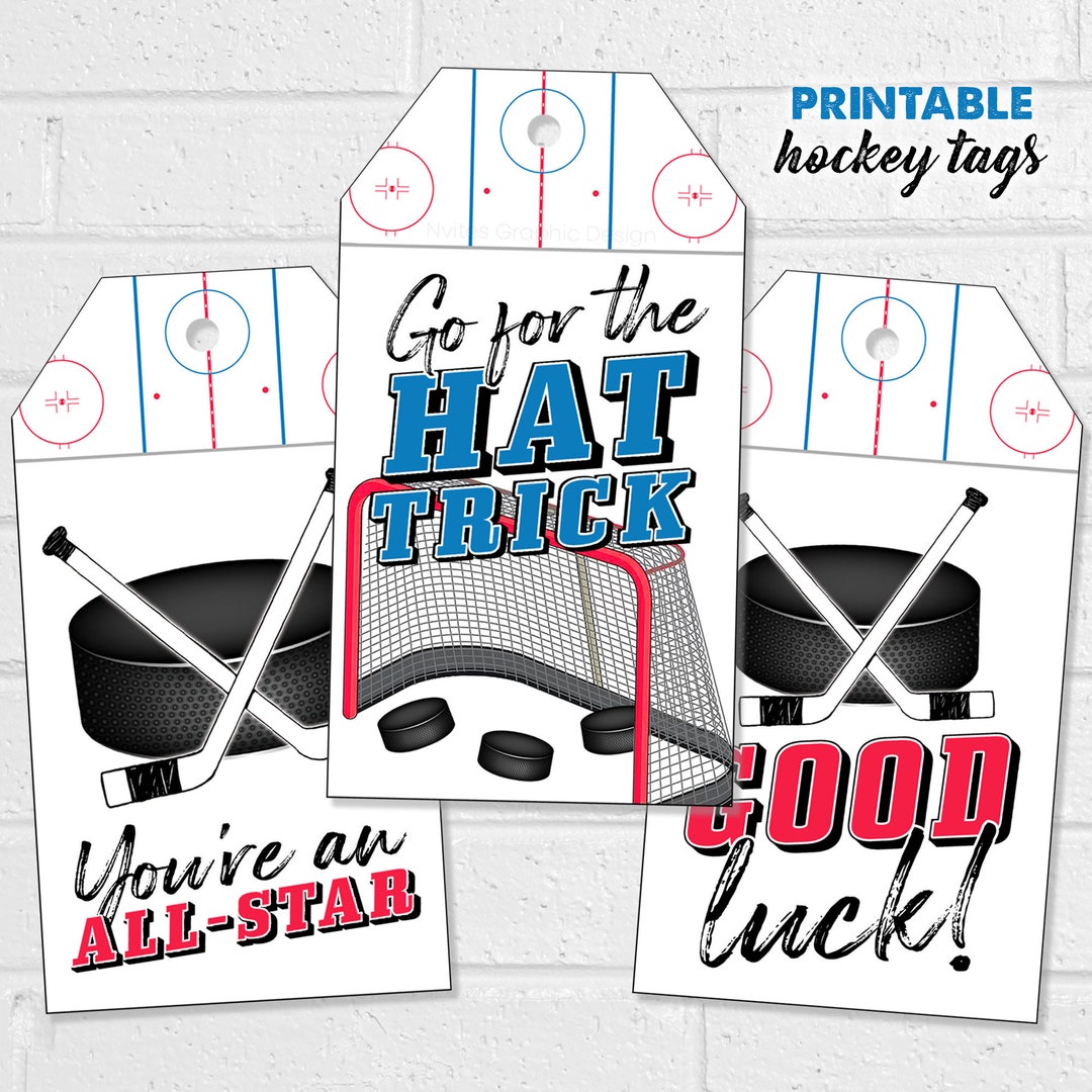 Hockey Good Luck Tags, Ice Hockey Treat Tags, Printable Team and Coach ...