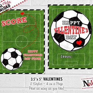 Soccer Valentine Cards, Printable Kids Classroom Valentines, Soccer ...
