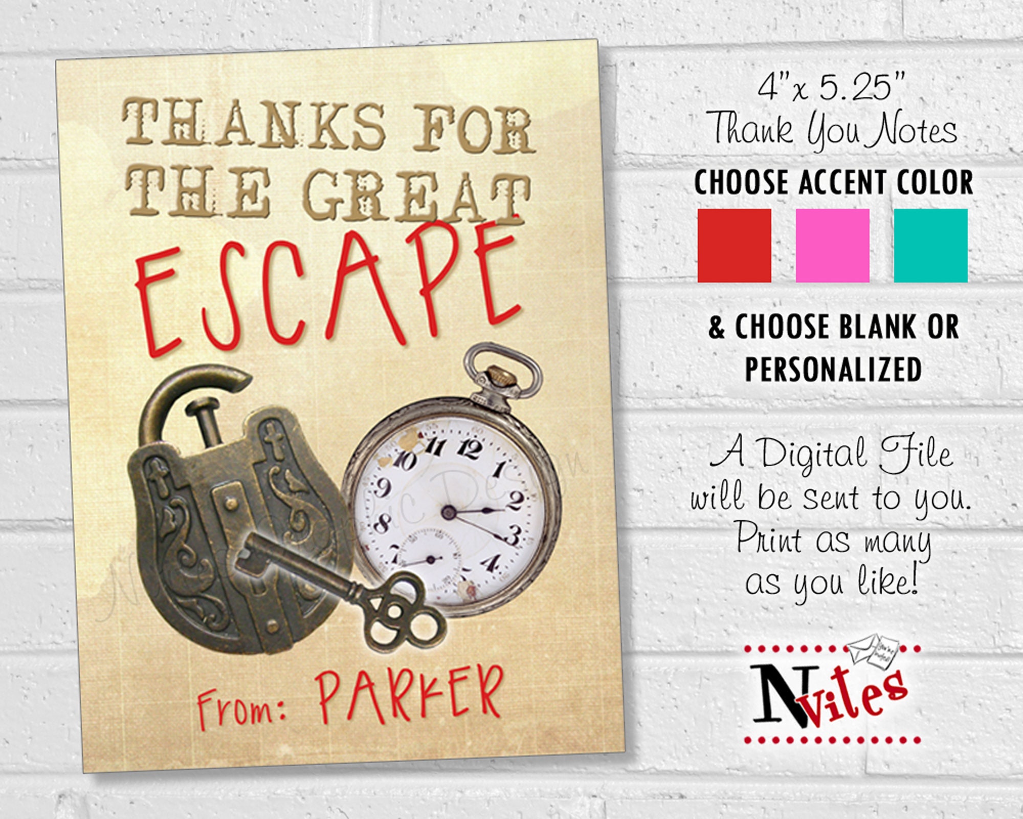 Escape Room Thank You Notes Escape Room Party Escape Room | Etsy