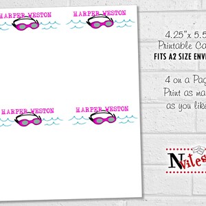 Swim Notes Cards or Tags, Printable Swim Stationery, Personalized Gift ...