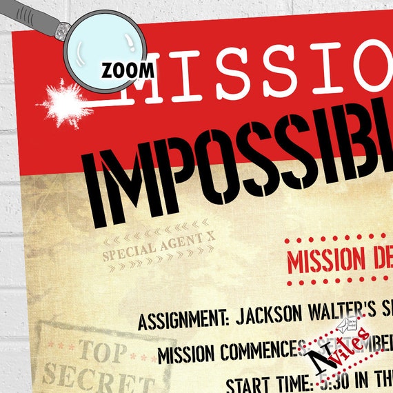 Mission Impossible Invitation espion Party Invitation | Etsy