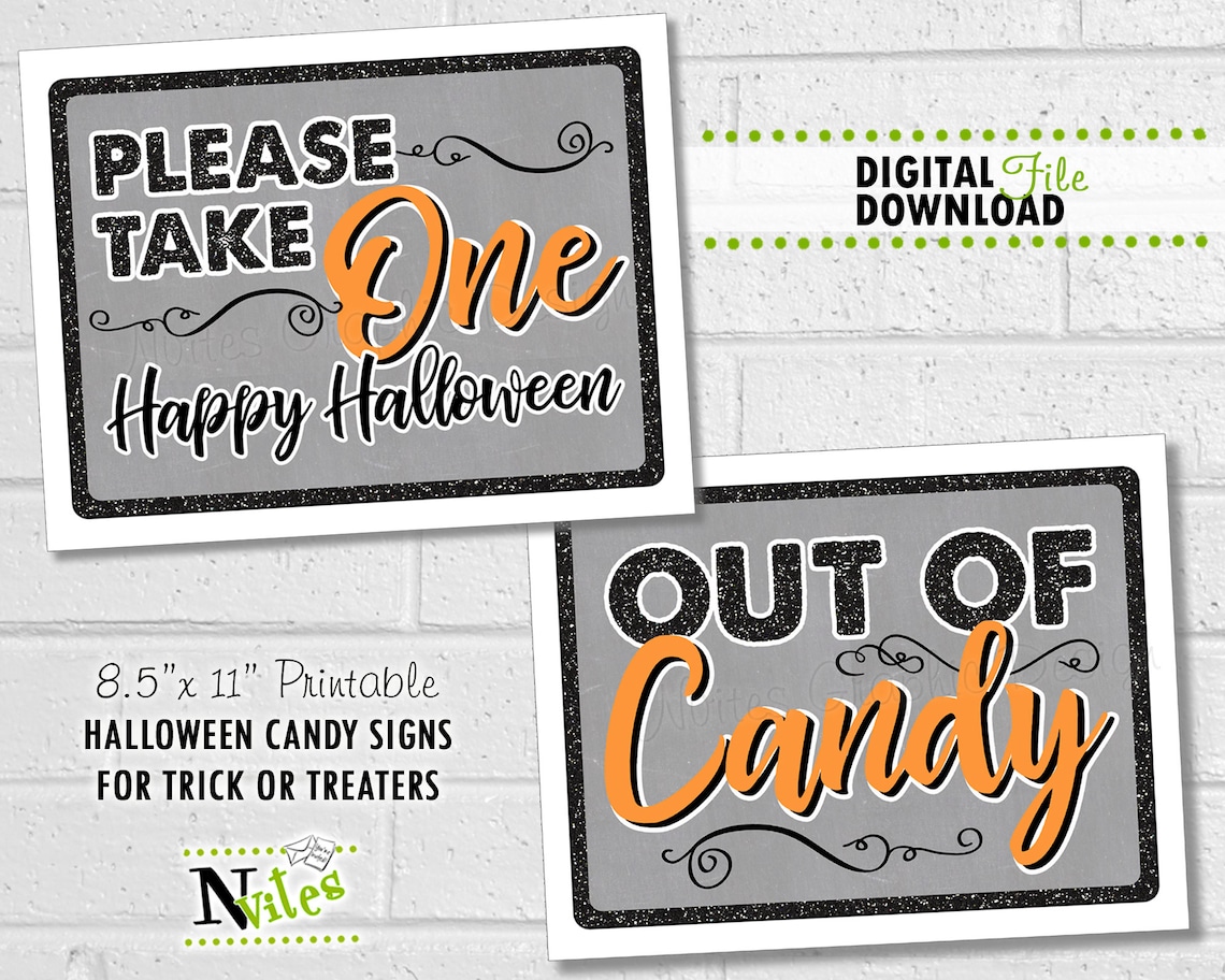 Halloween Trick or Treat Candy Sign Please Take One Candy | Etsy
