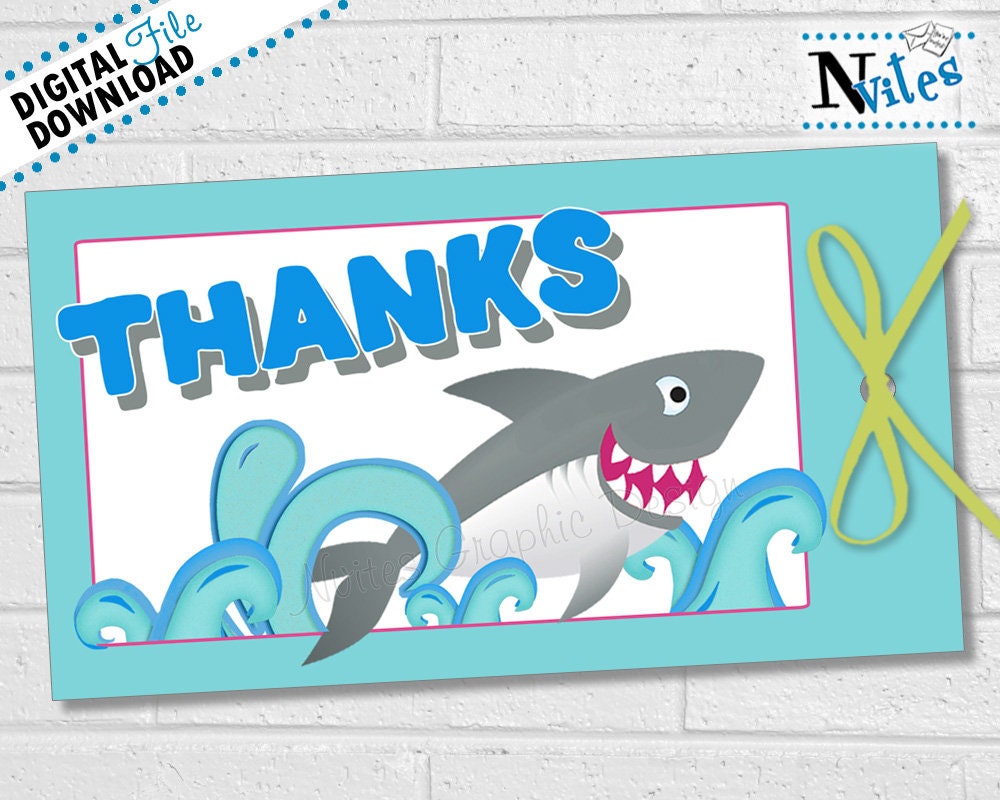 Shark Birthday Party Favor Tags Shark Bite Thank You Tags - Etsy