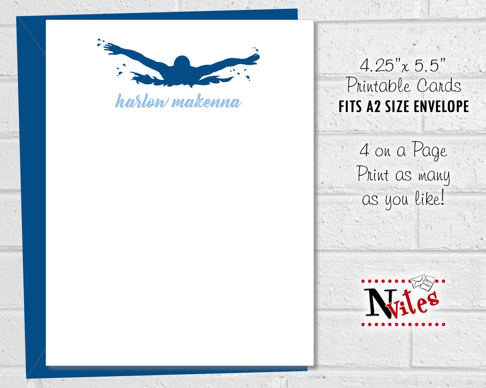 Swim Thank You Notes, Swimmer Stationery, Swim Team Gift, Personalized ...