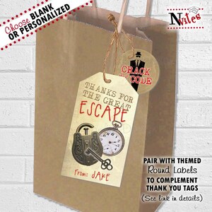 Escape Room Thank You Tags: Printable Party Favor Labels (PDF) - Etsy