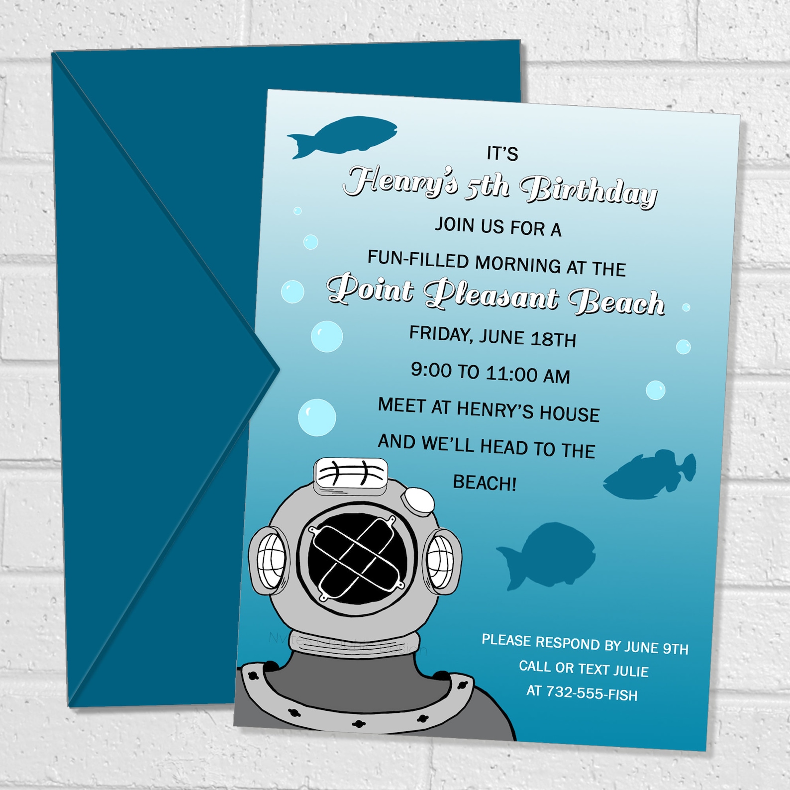 Scuba Diver Birthday Party Invitation, Ocean Theme (digital and ...