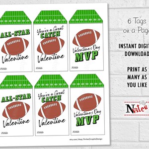 Football Valentine Tags, Great Catch and MVP Valentine Cards, Printable ...