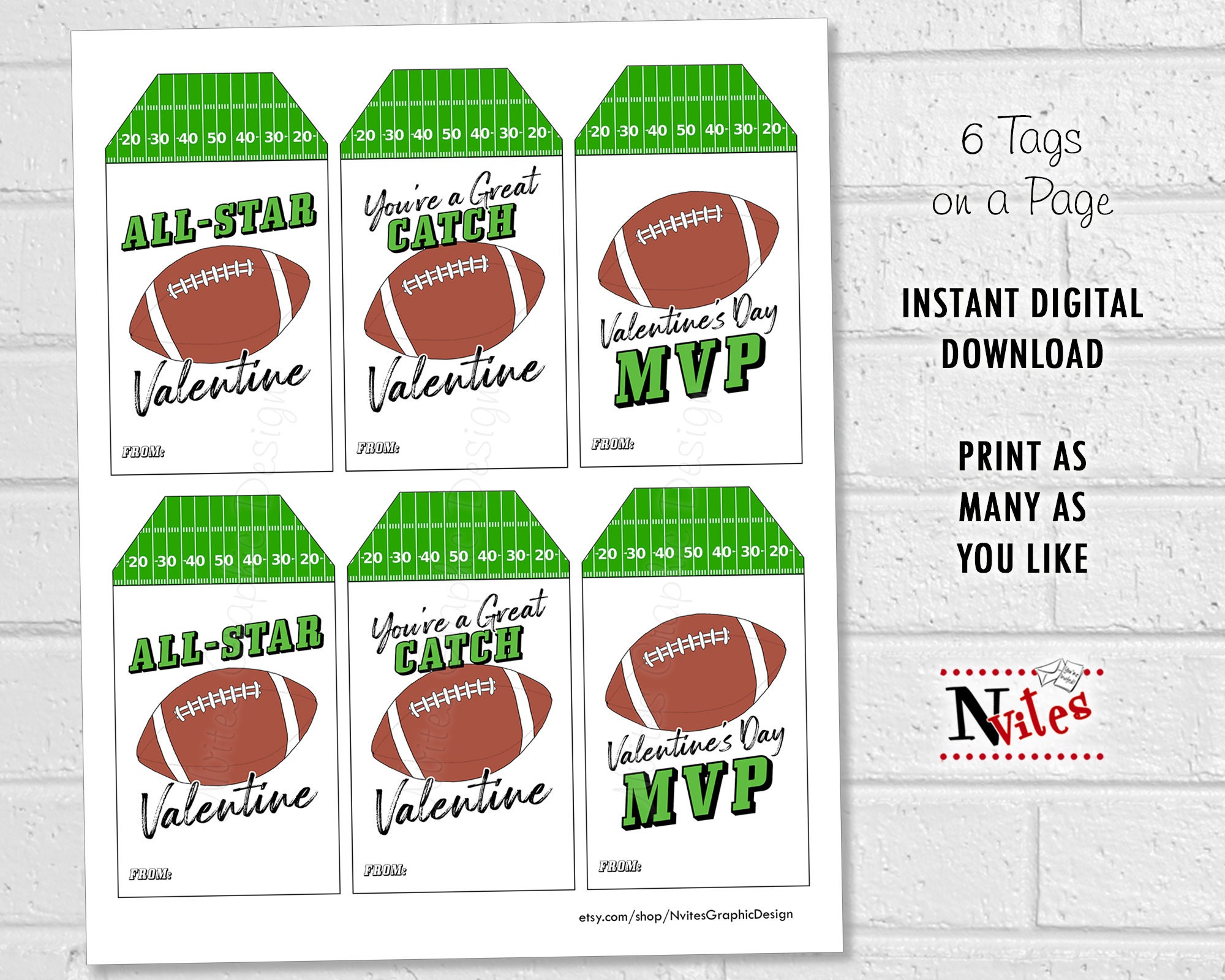 Football Valentine Tags Great Catch and MVP Valentine Cards - Etsy