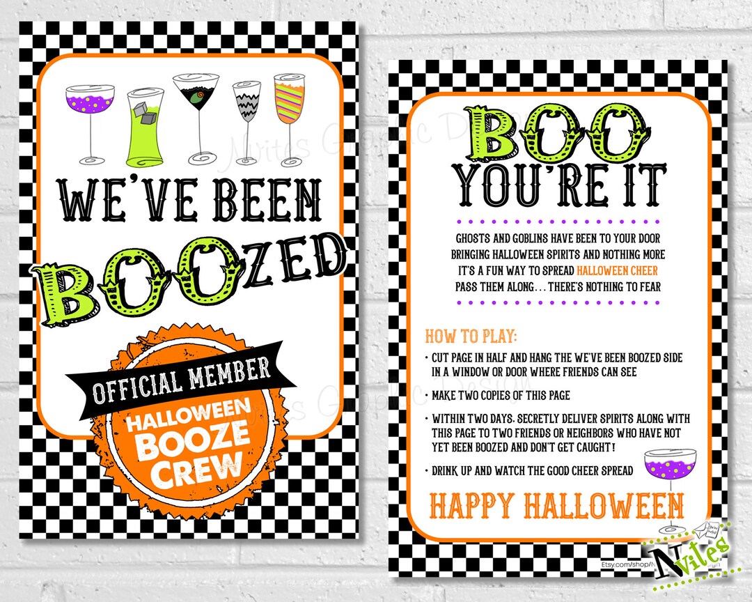 You've Been Boozed Halloween Game: Adult Party, Printable PDF - Etsy