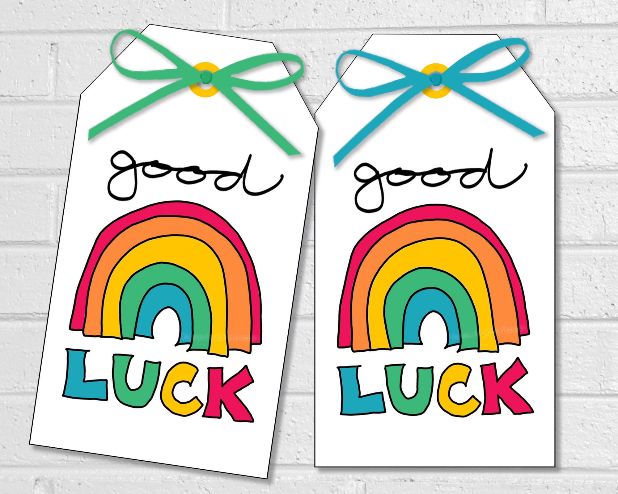 Good Luck Tags With Rainbow Design Printable Lucky Rainbow - Etsy