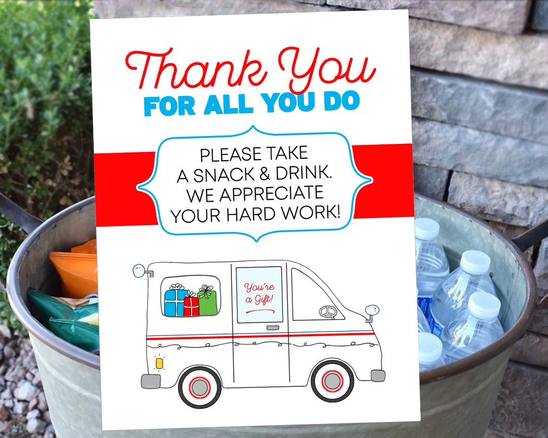Delivery Driver Appreciation Snack & Drink Sign, Please Take One ...