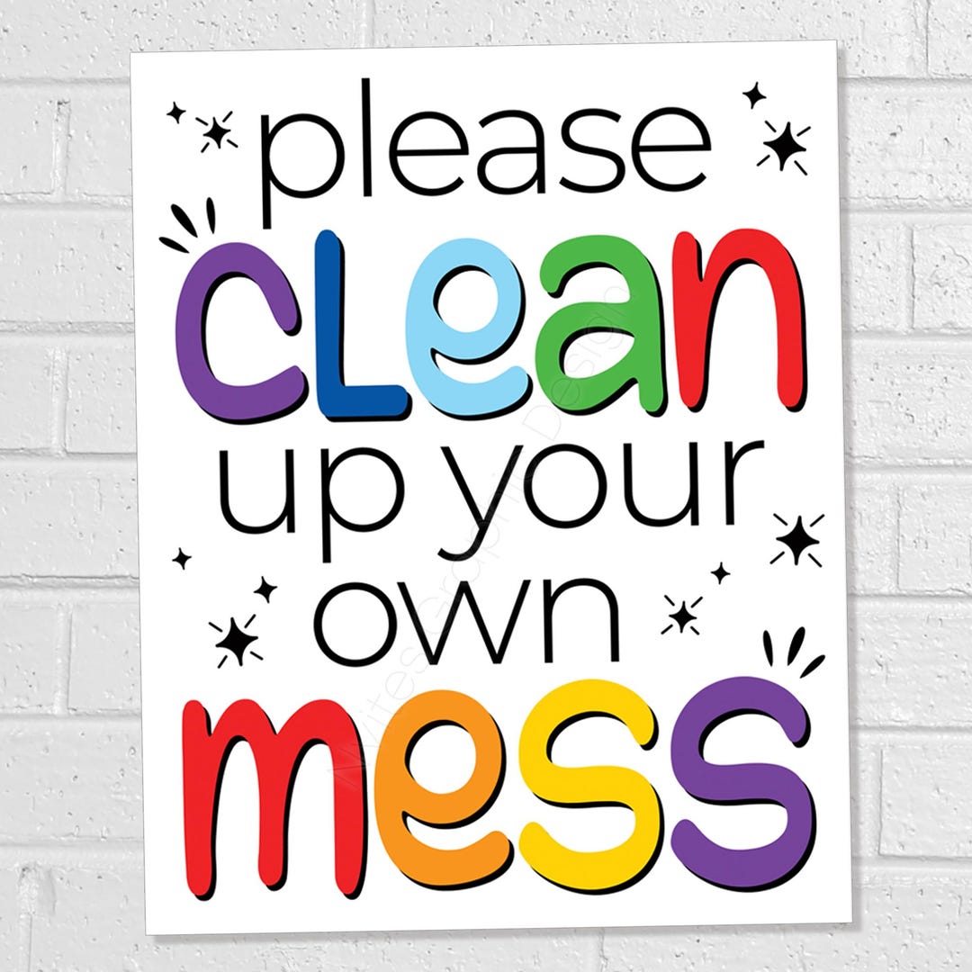 Clean up Your Mess Wall Art, Playroom or Bedroom Art for Kids ...