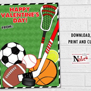 Sports Valentine Cards for Kids, All Star Printable Classroom ...