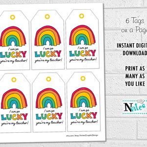 Teacher Appreciation Lucky You're My Teacher Tags, Back to School ...