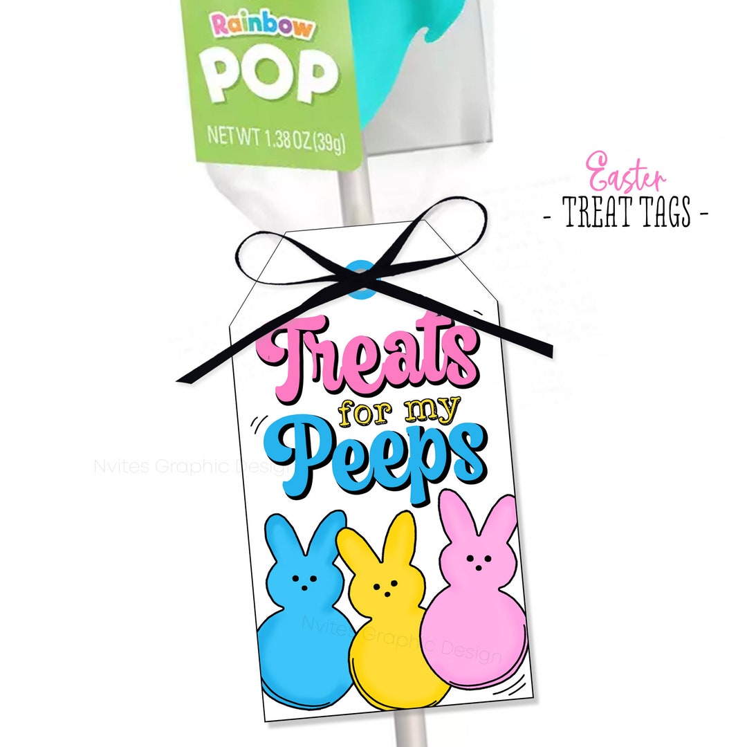 Easter Peeps Treat Tags, Printable Bunny Candy Labels (digital PDF File ...