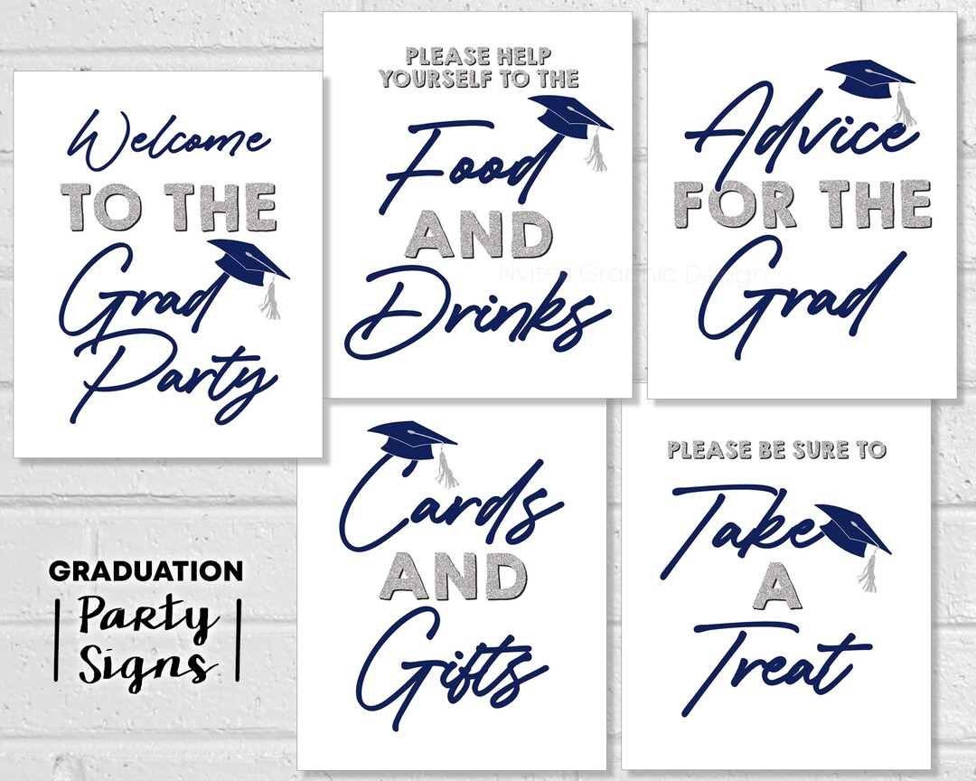 Graduation Party Sign Bundle, 2024 Graduation Decorations, Grad Party ...