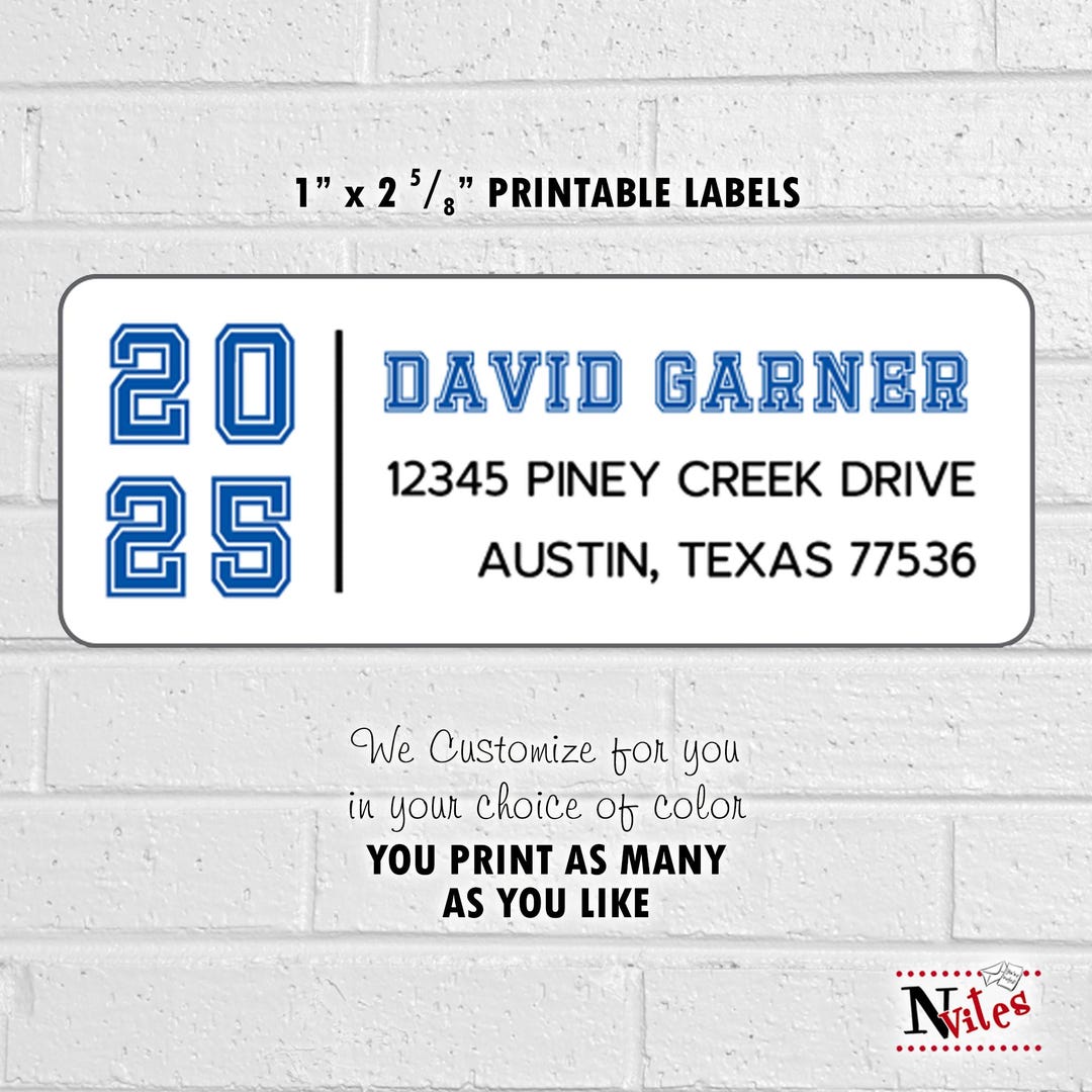 2025 Graduation Labels in School Colors, Grad Return Address Labels ...